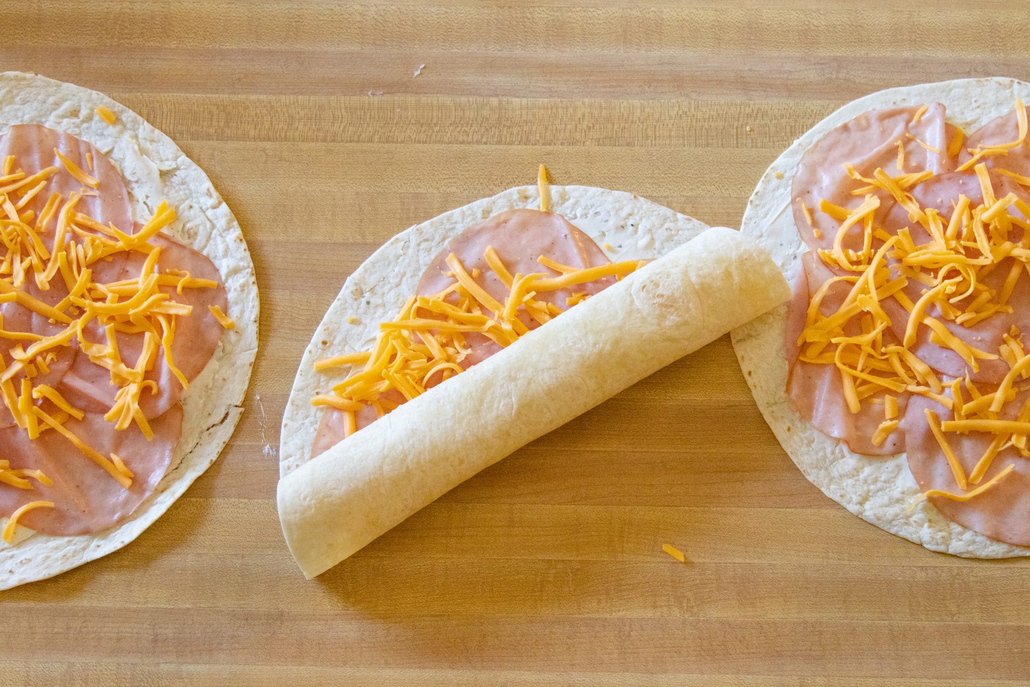 Easy Ham & Cheese Tortilla Pinwheels - Small Town Scratch