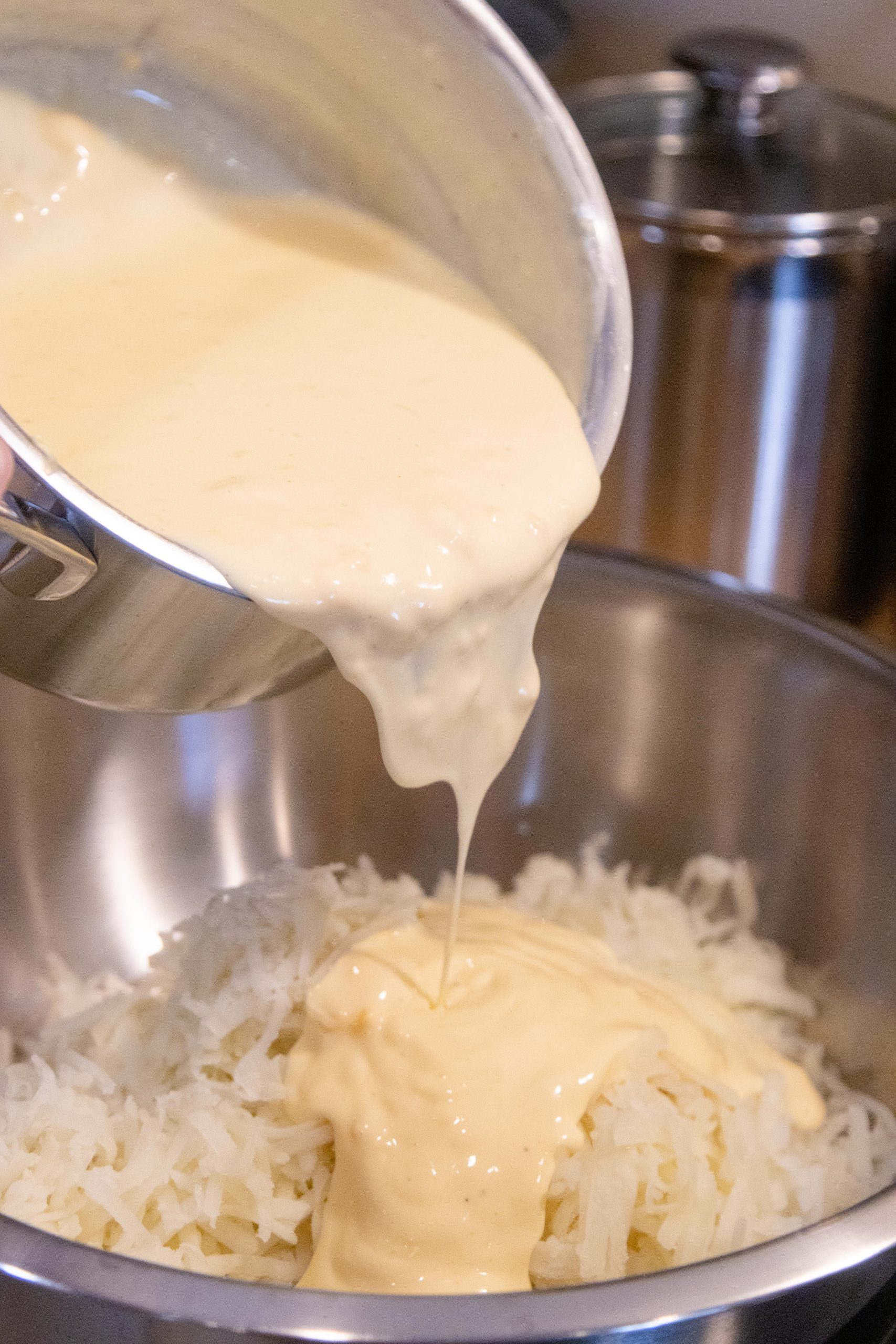 Cheesy Shredded Potluck Potatoes - From Scratch Recipe - Small Town Scratch