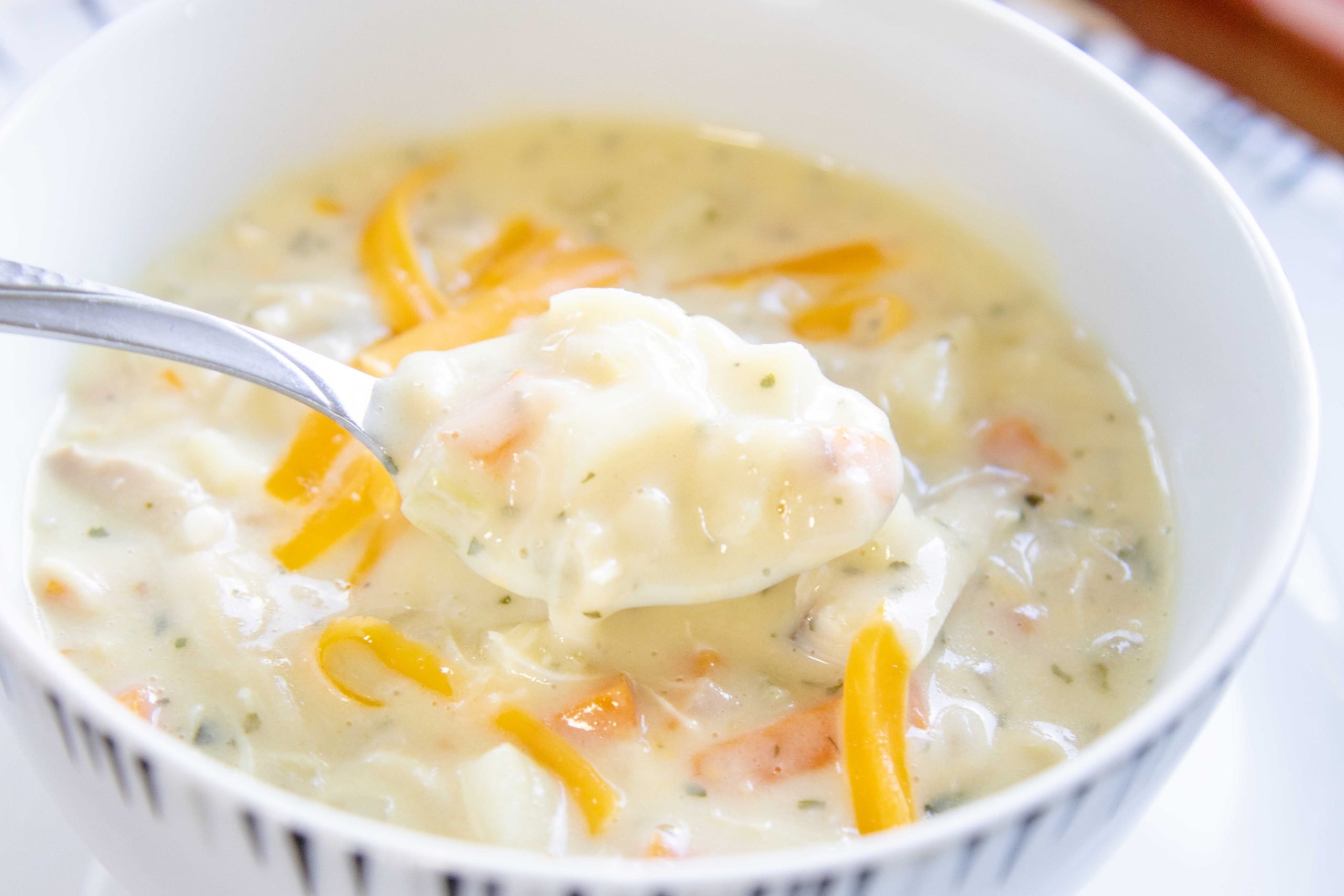 Cheesy Chicken Chowder - a Simple Easy Soup Recipe - Small Town Scratch